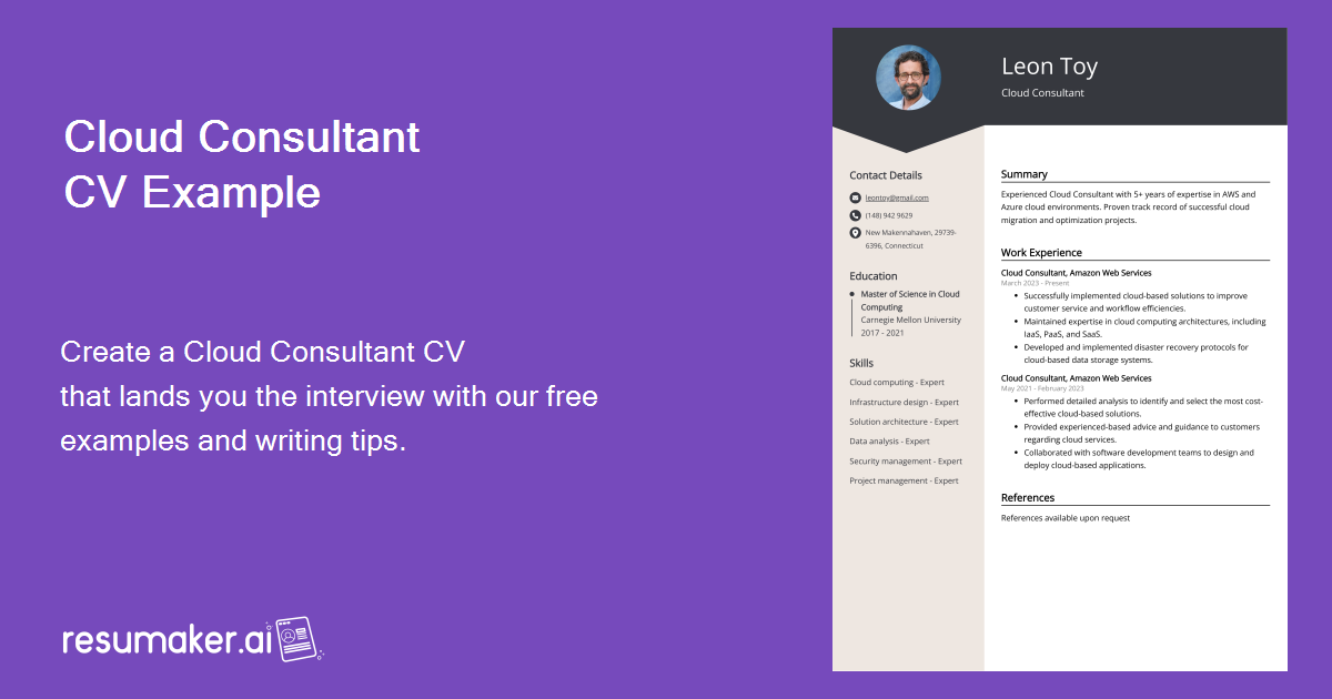 Cloud Consultant CV Example for 2023 (Skills & Templates)