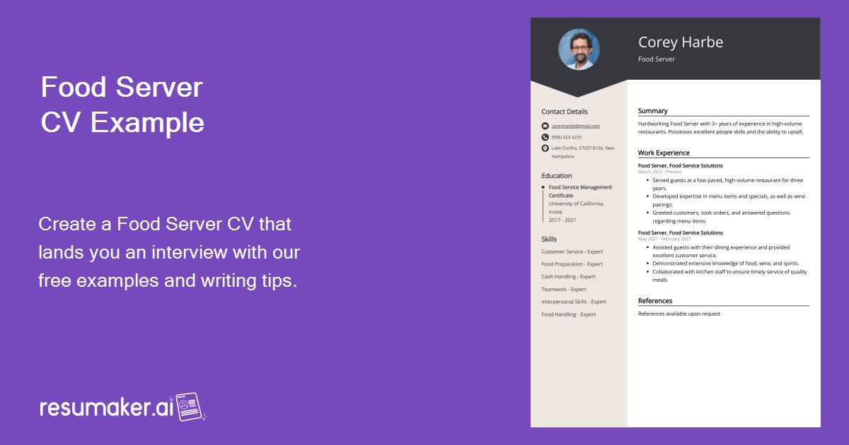 Food Server CV: Sample & Guide [Entry Level + Senior Jobs]