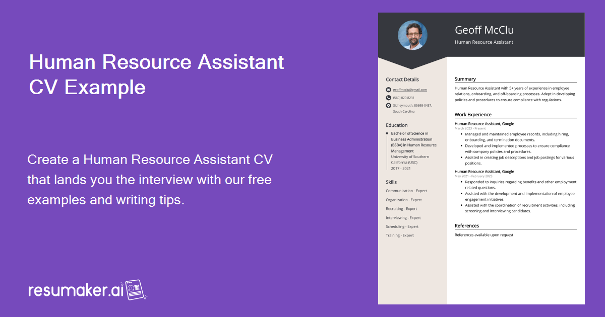 Human Resource Assistant CV: Sample & Guide [Entry Level + Senior Jobs]