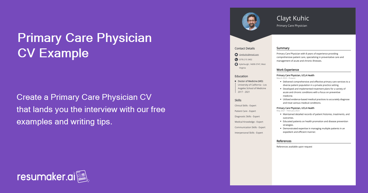 Primary Care Physician CV Examples (Template & 20+ Tips)