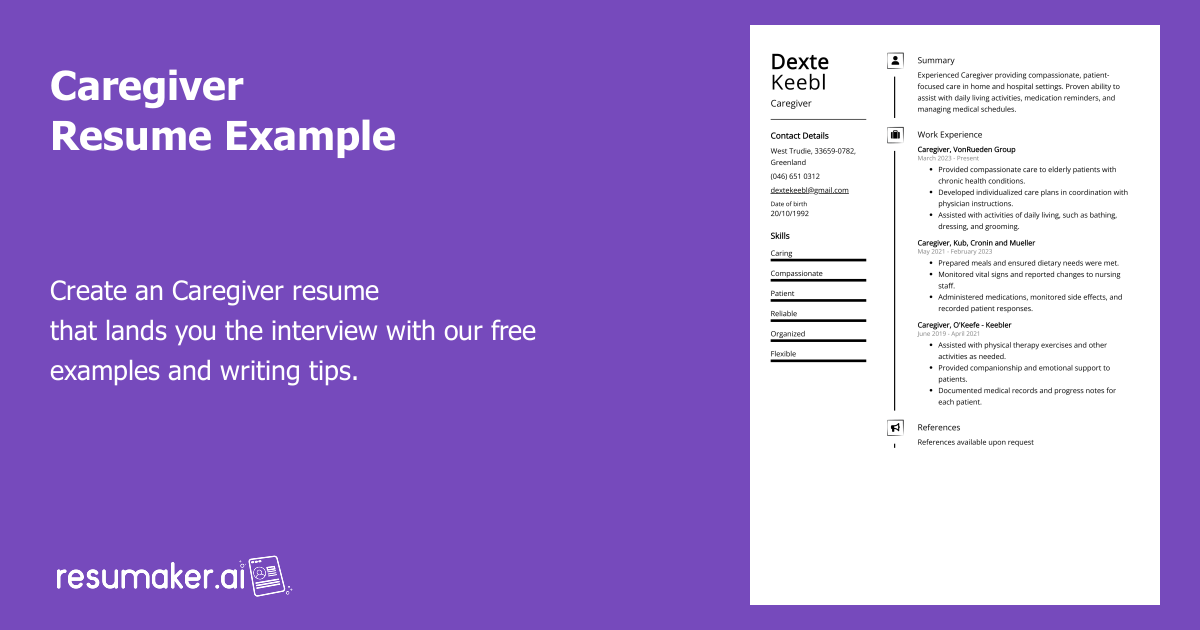 Caregiver Resume Example (Free Guide)