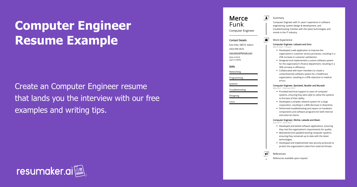 Computer Engineer Resume Example (Free Guide)