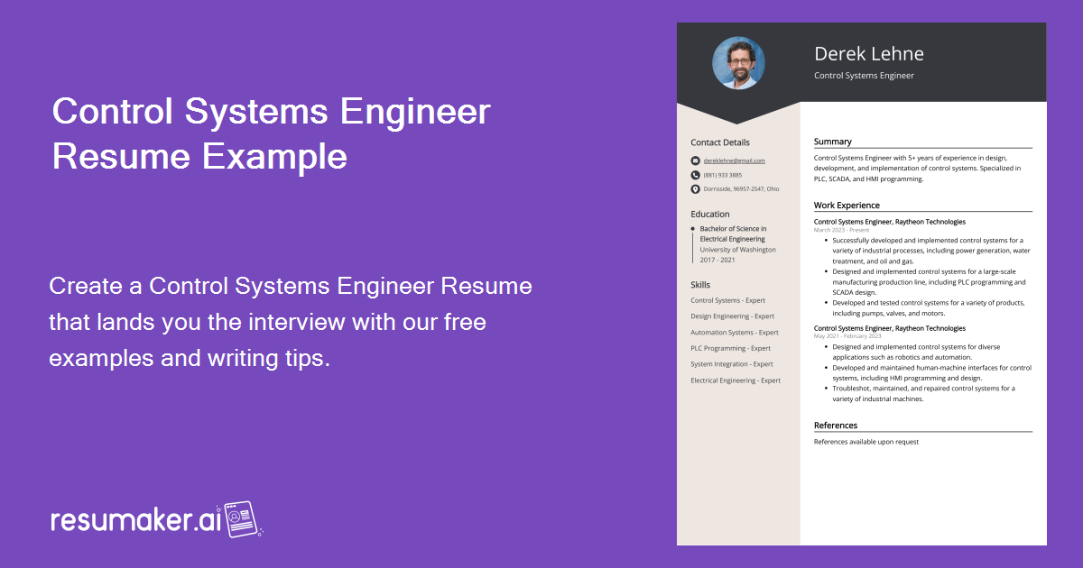 Control Systems Engineer Resume Example for 2023 (Skills & Templates)