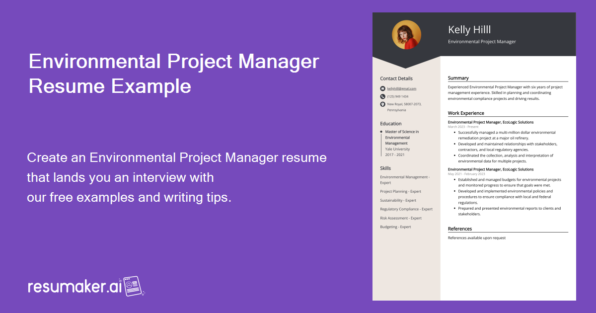 Environmental Project Manager Resume Example for 2024 (Skills & Templates)