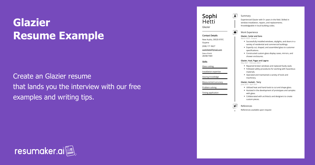 Glazier Resume Example (Free Guide)