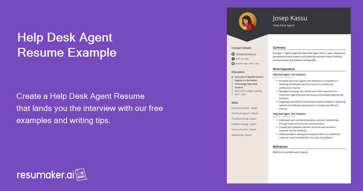 Help Desk Agent Resume: Sample & Guide [Entry Level + Senior Jobs]