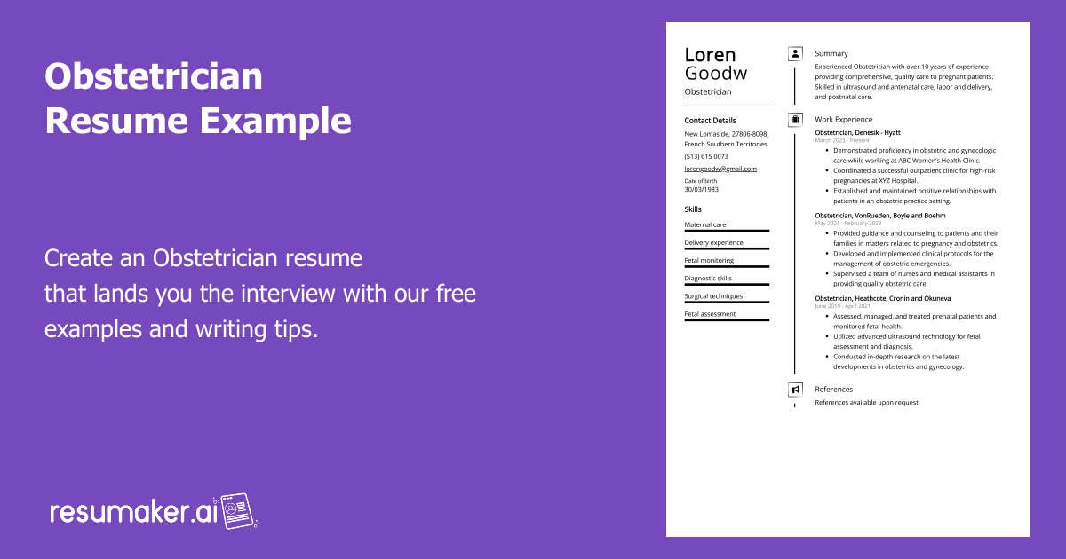 Obstetrician Resume Example (Free Guide)