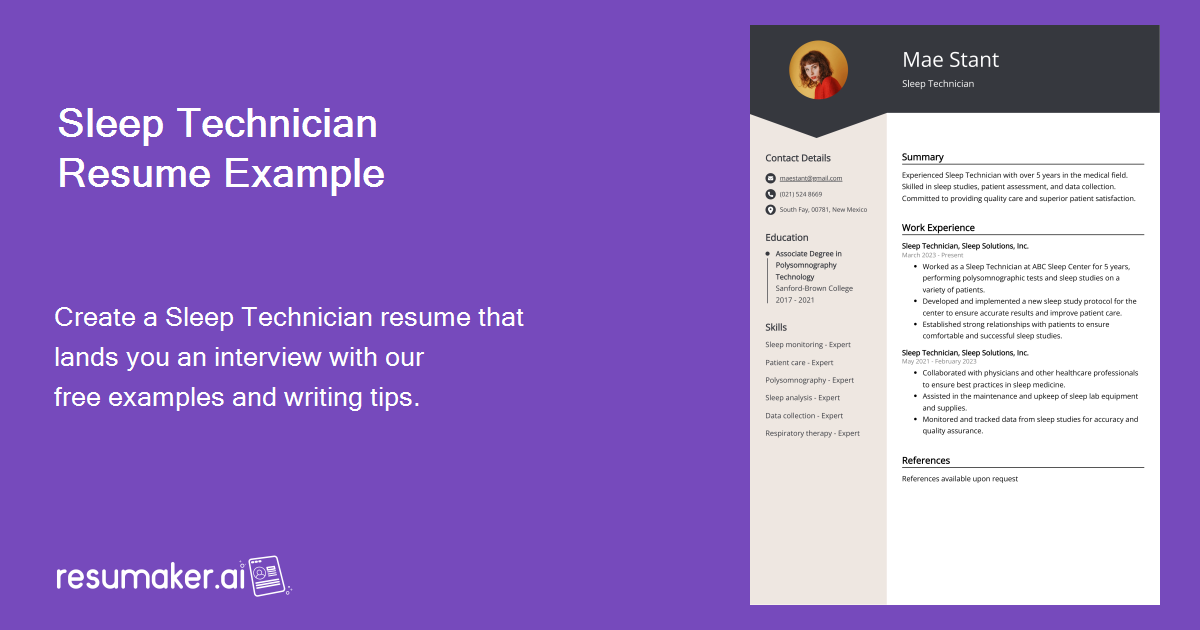 Sleep Technician Resume Examples (Template & 20+ Tips)