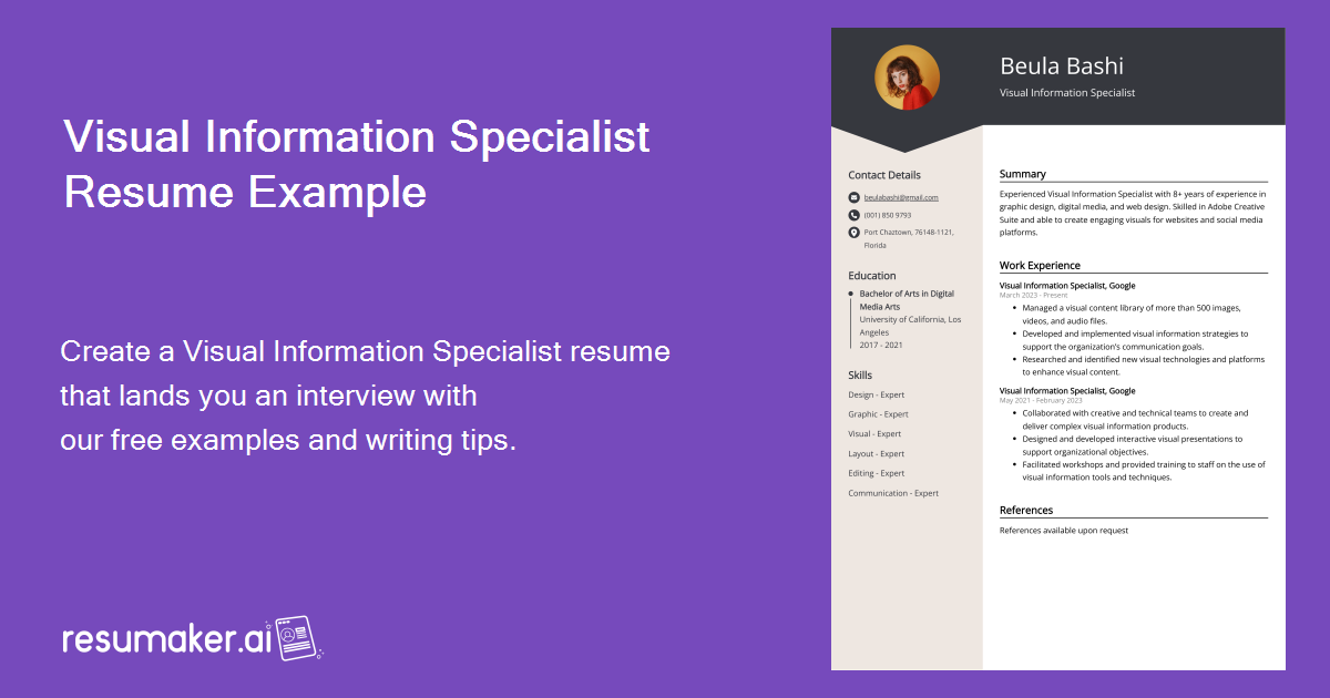 Visual Information Specialist Resume Examples & Guide